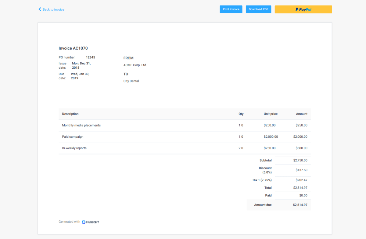 Best Free Invoice Templates [Word, Excel, PDF] - Hubstaff Blog