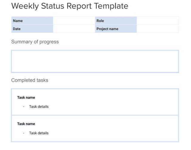 Free Weekly Employee Status Report Templates | Hubstaff